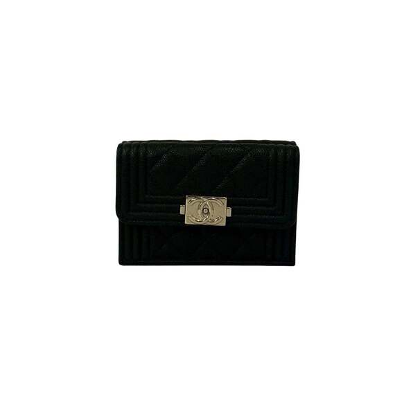 CHANEL | Accessories | Chanel Boy Chanel Coco Mark Caviar Skin Trifold ...